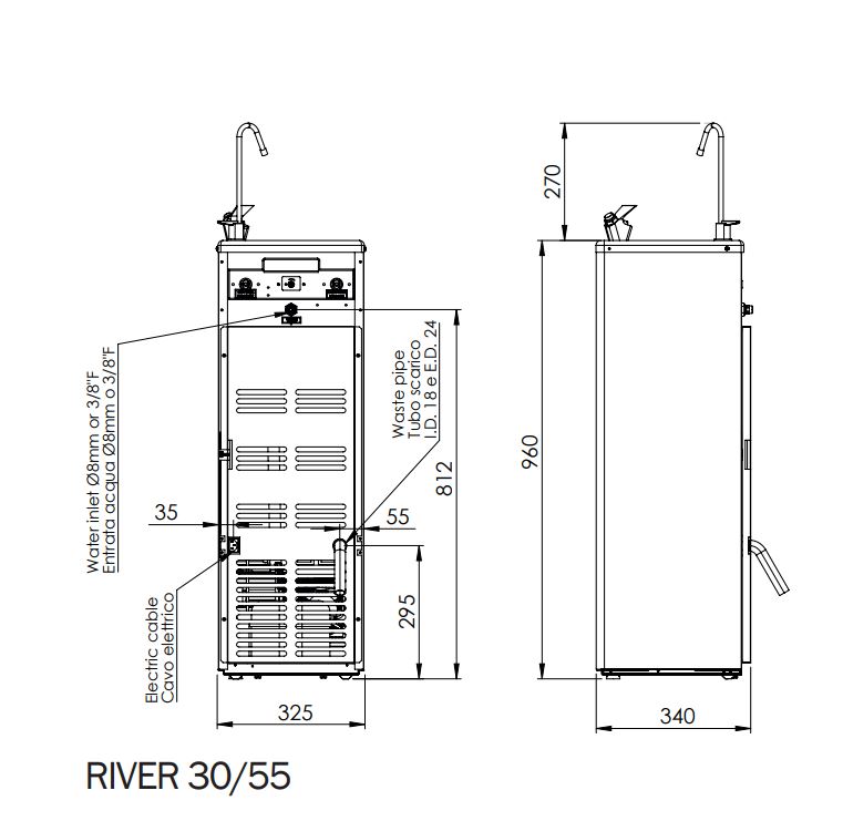 Cosmetal River Floorstanding Mains Fed Drinking Fountain